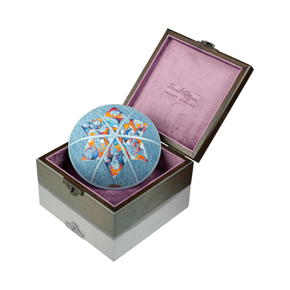 Denim Kippah "770" with art star - David Roytman